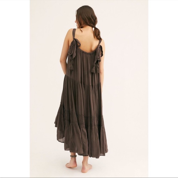 Free People | Dresses | Free People Bare It All Ruffle Tassel Tie Gauzy ...